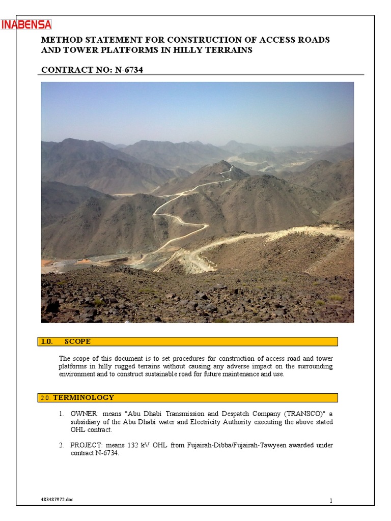 Method Statement For Access Road and Platform Construct Ion in Hilly ...