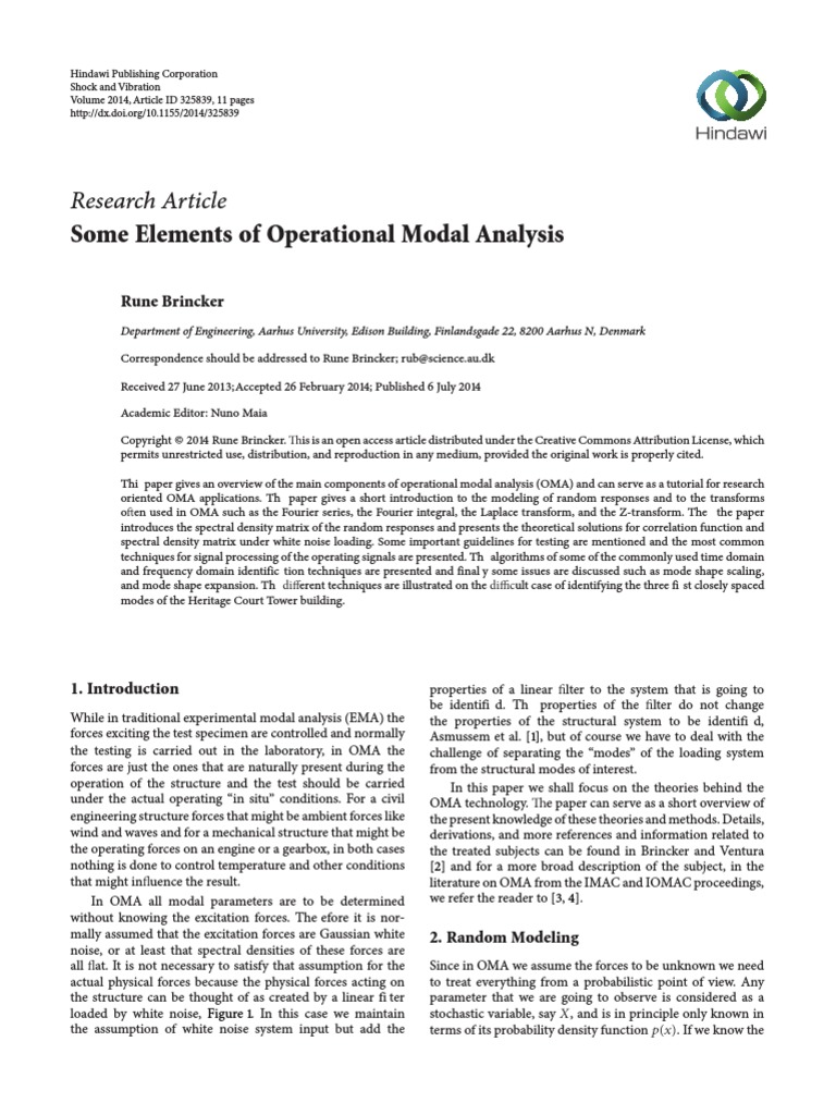 Ref4-Some Elements of Operational Modal Analysis PDF | PDF | Fourier Transform | Spectral Density