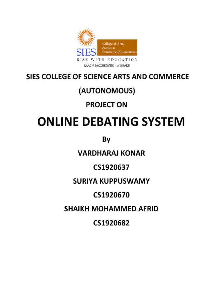 Online Debating System: Sies College of Science Arts and Commerce ...