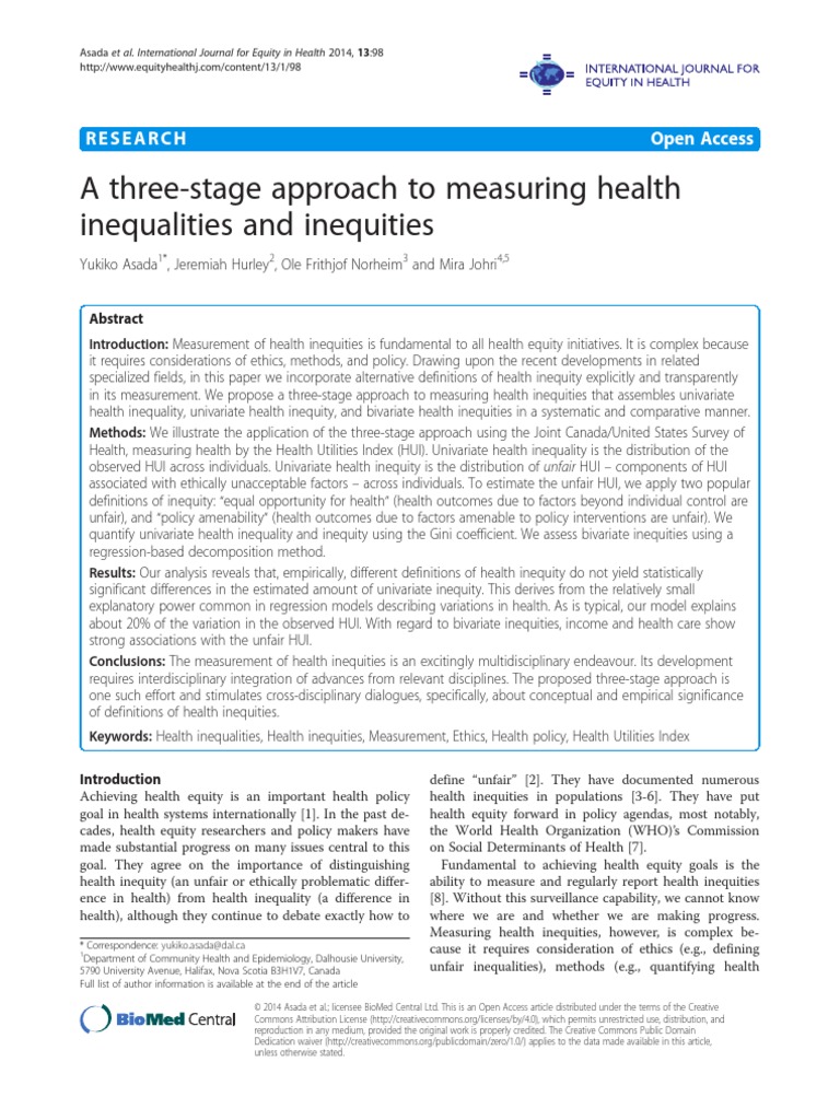 A Three-Stage Approach To Measuring Health Inequalities and Inequities | PDF | Gini Coefficient ...