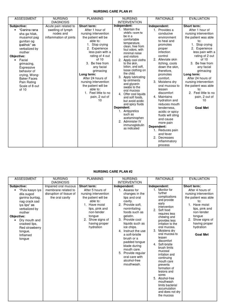 Nursing Care Plan #1: Independent | PDF | Pain | Omega 3 Fatty Acid