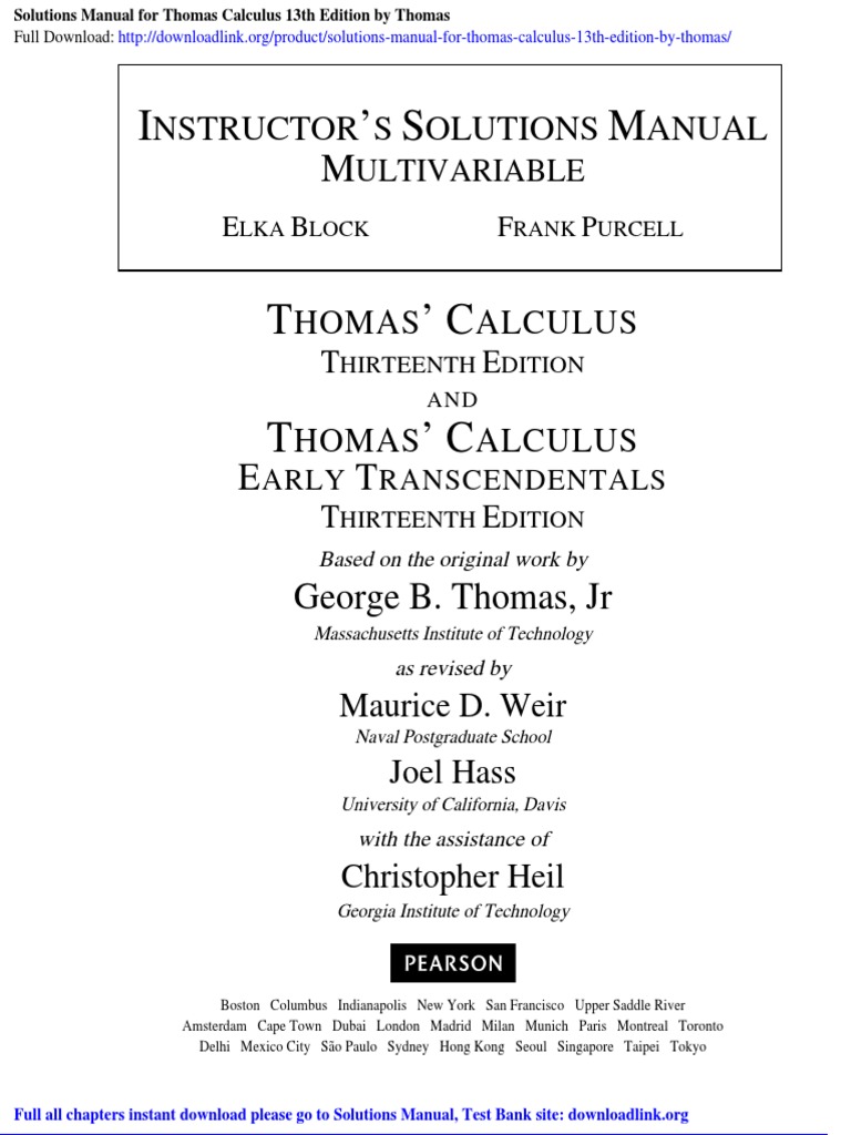 Solutions Manual For Thomas Calculus 13th Edition by Thomas PDF | PDF