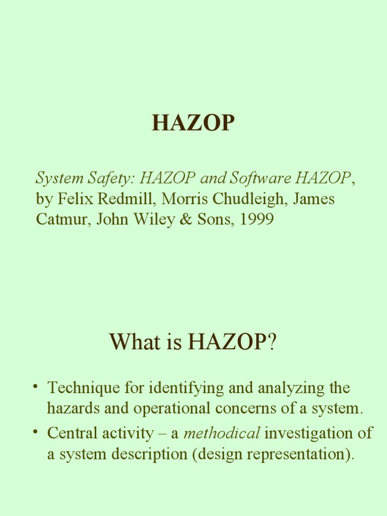 Hazop: System Safety: HAZOP and Software HAZOP | PDF | Systems Science ...