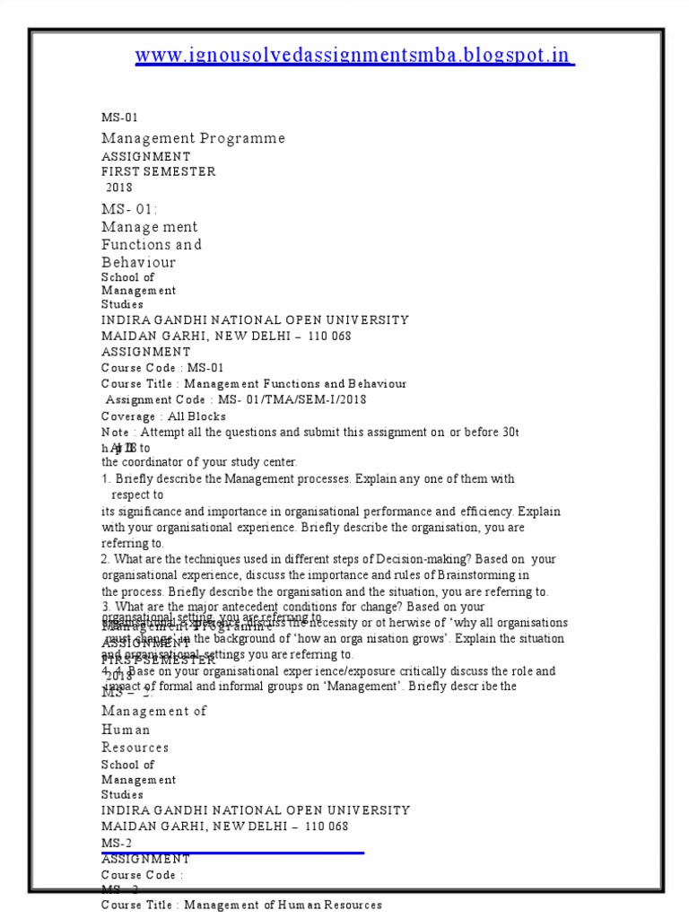 PDF Ignou Mba Solved Assignments 2018 | PDF | Depreciation | Sales