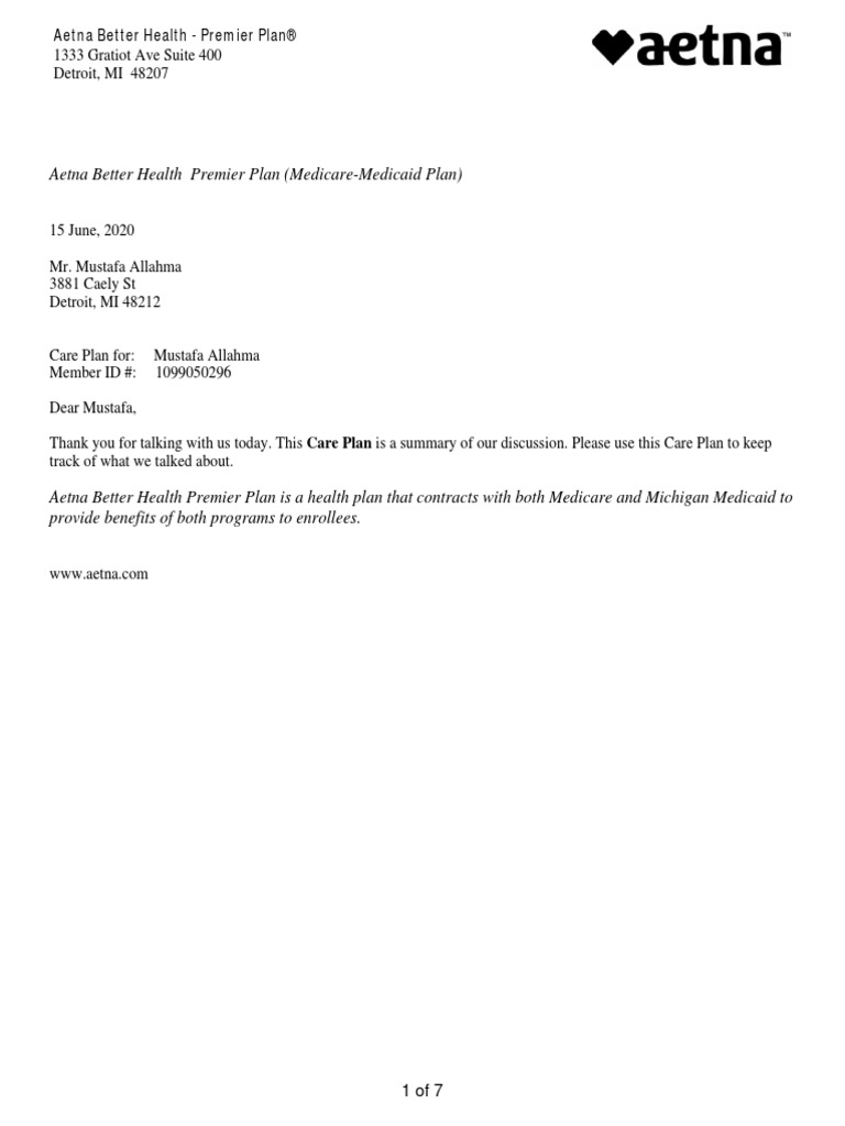Aetna Better Health Premier Plan (Medicare-Medicaid Plan) | PDF ...