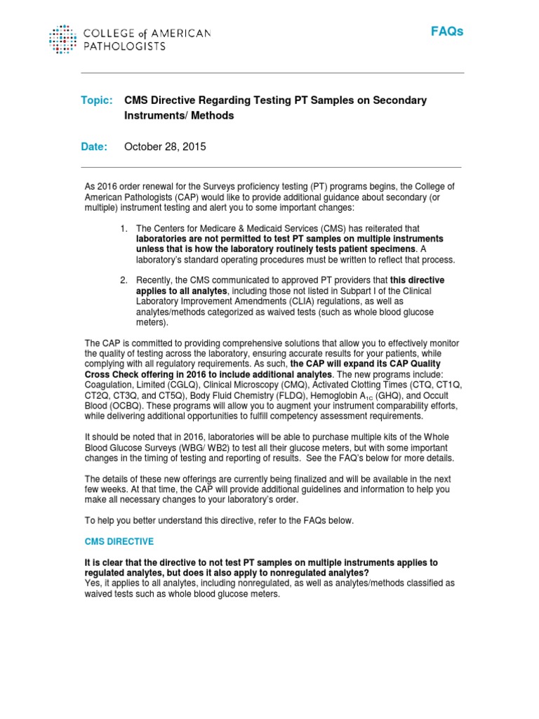 CAP Cross Check | PDF | Blood Plasma | Laboratories