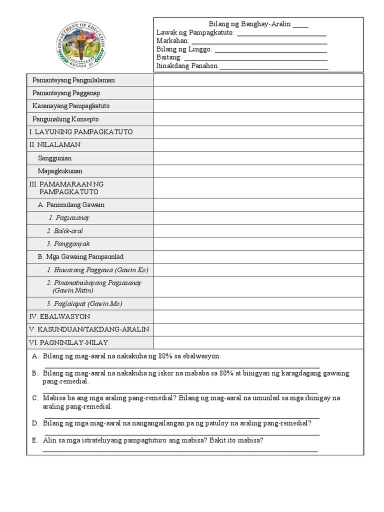 DLP Template (K To 3 Filipino) | PDF