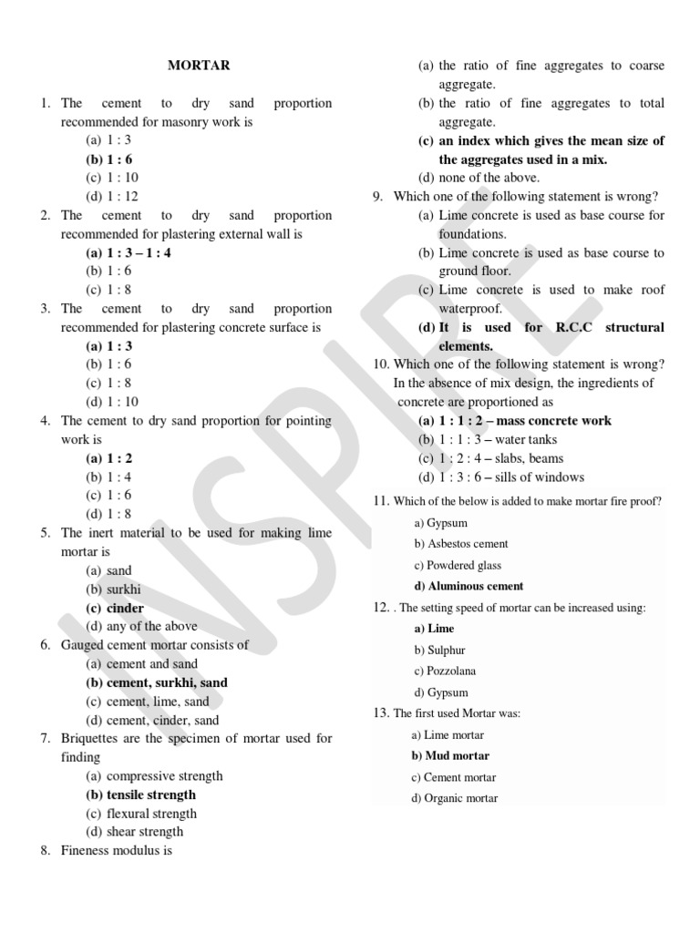 Mortar QP | PDF | Mortar (Masonry) | Lime (Material)
