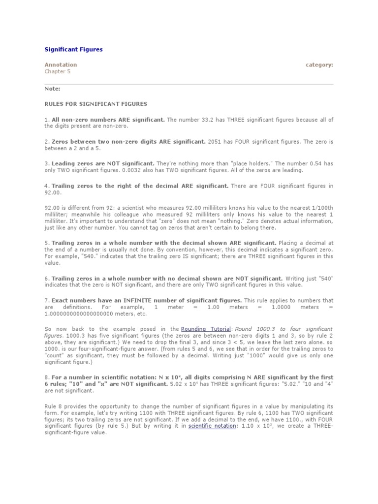 Significant Figures: Annotation Category | PDF | Significant Figures ...