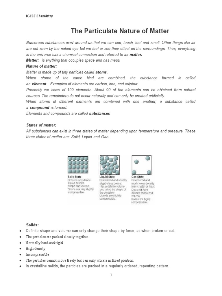 An Overview of the Particulate Nature of Matter: Exploring the States ...