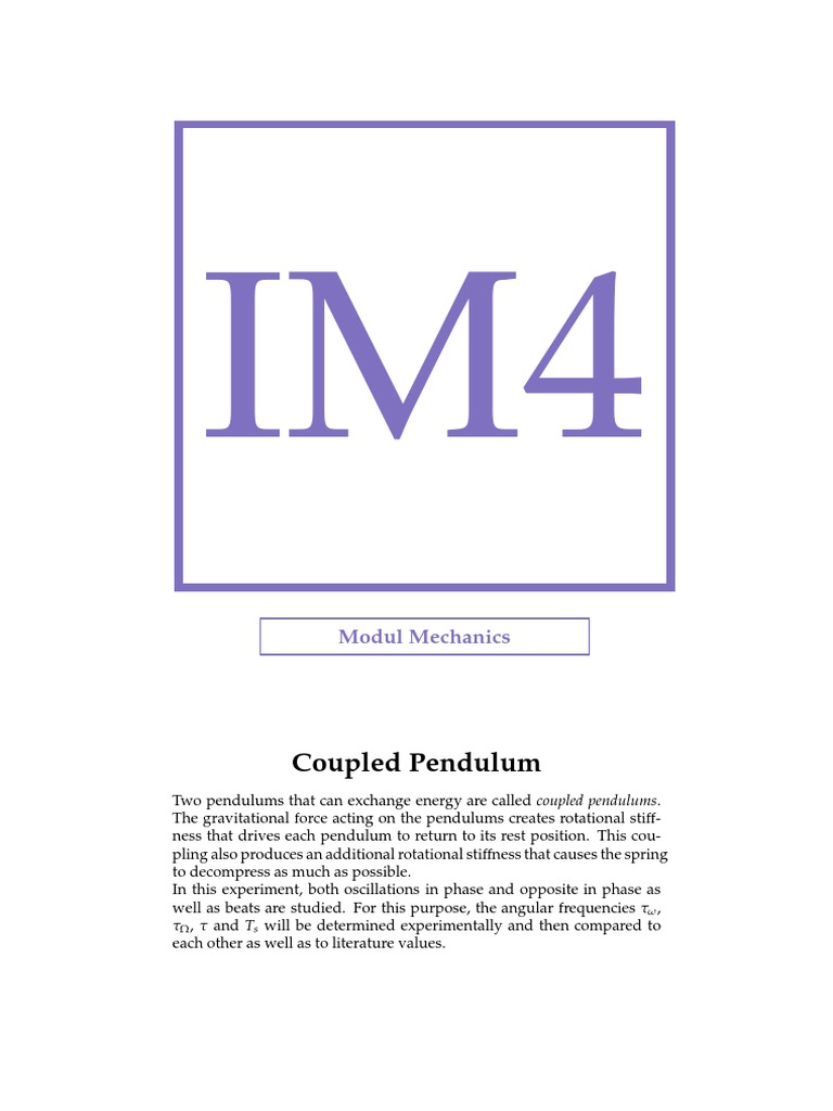 Coupled Pendulum: Modul Mechanics | PDF | Pendulum | Rotation Around A Fixed Axis