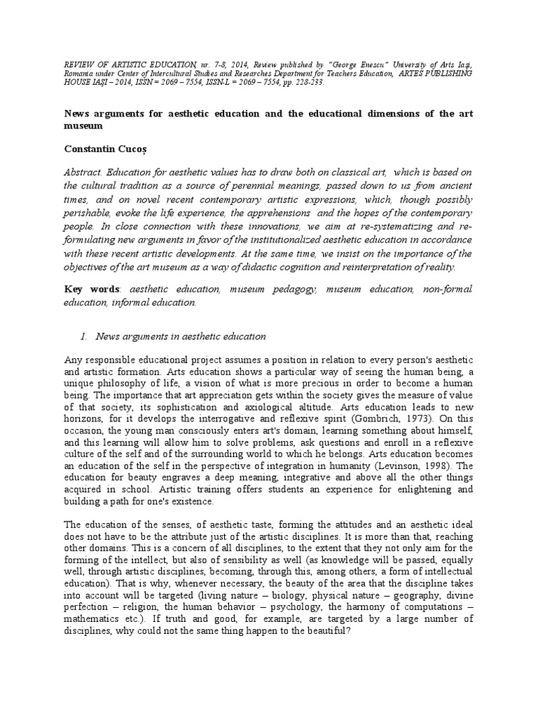 News Arguments For Aesthetic Education A | PDF | Aesthetics | Value ...