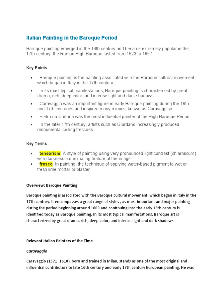 Baroque Painting Across Europe: A Comparative Overview of Italian ...