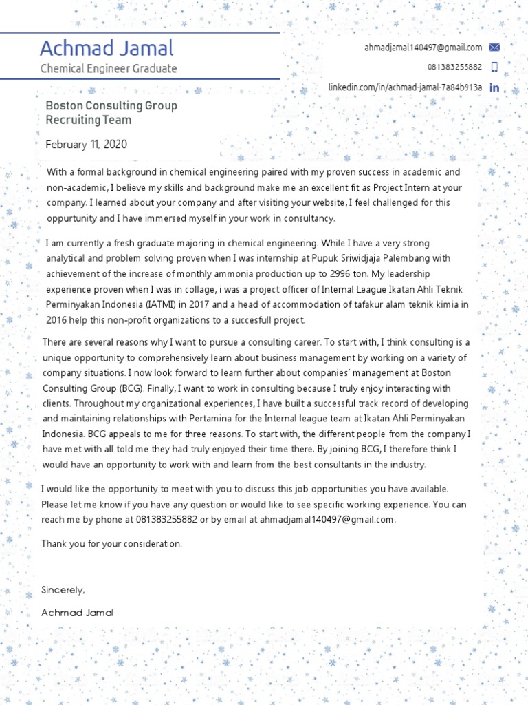Cover Letter Achmad Jamal - Boston Consulting Group (BCG)