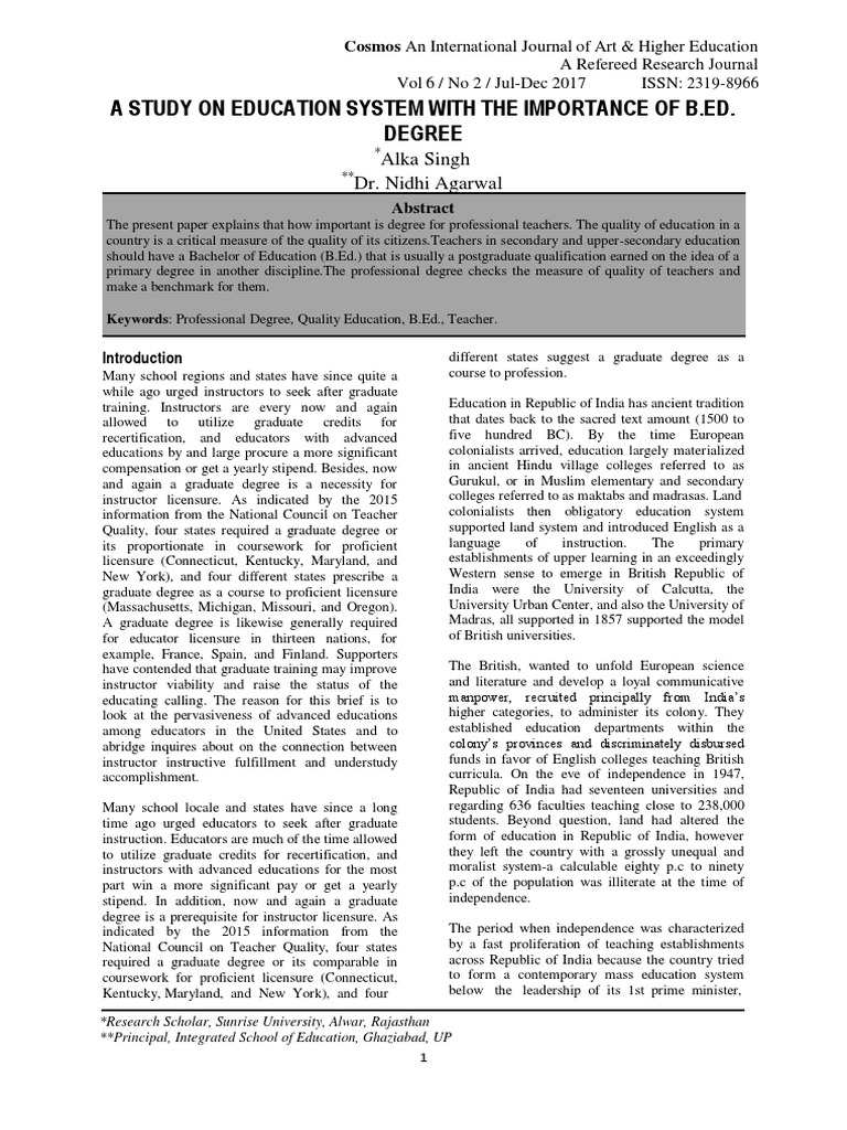 Education System With Importance of B.ed | PDF | Career & Growth