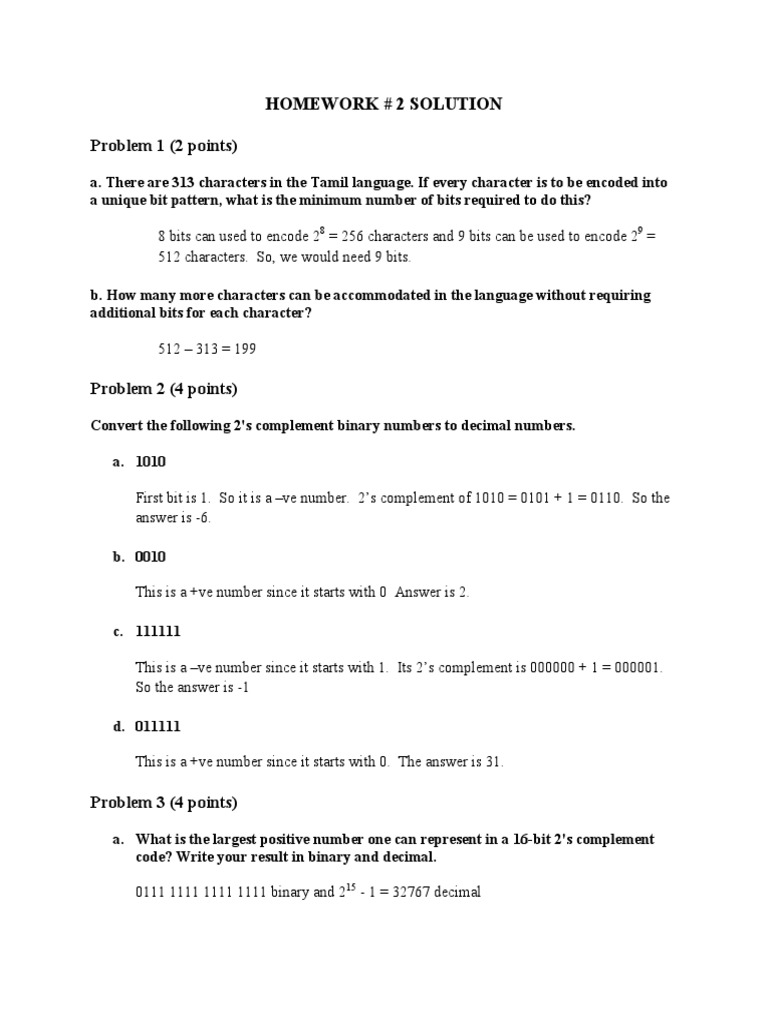 Problem 1 (2 Points) : Homework # 2 Solutio | PDF | Discrete ...