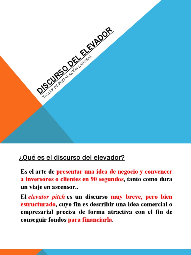 Guía para crear un discurso de elevador efectivo | PDF | Turismo ...