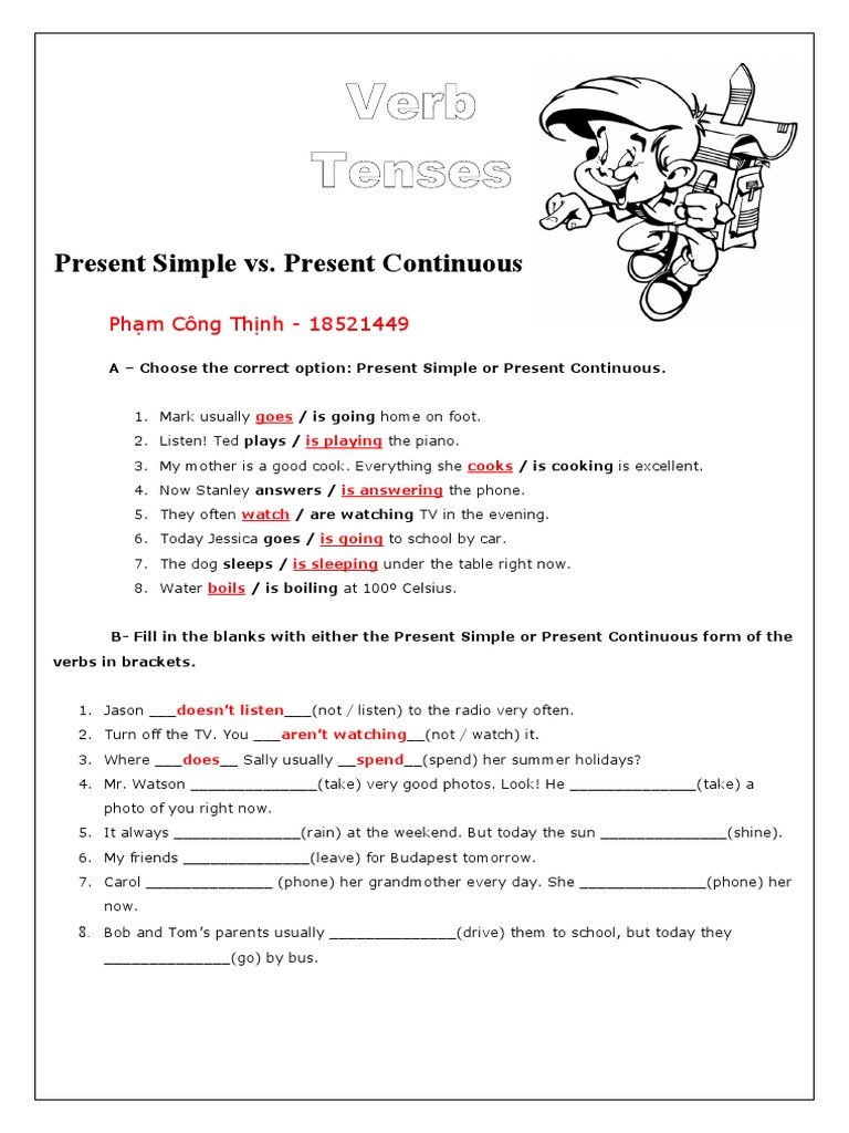 Present Simple Vs Present Conti | PDF