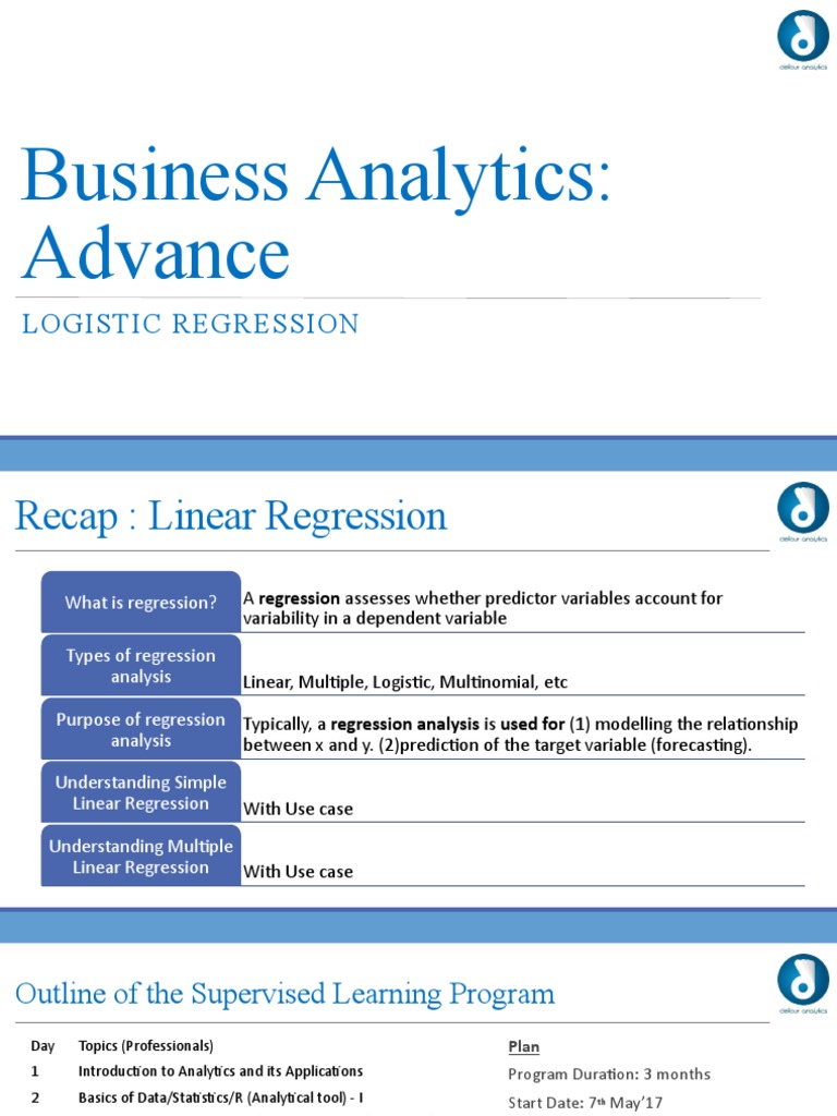 Business Analytics: Advance: Logistic Regression | PDF | Logistic Regression | Akaike ...