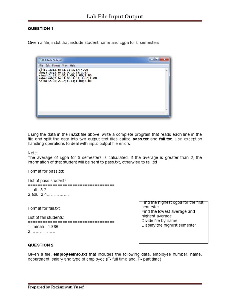 Lab File Input Output Pdf Inputoutput String Computer Science 7185