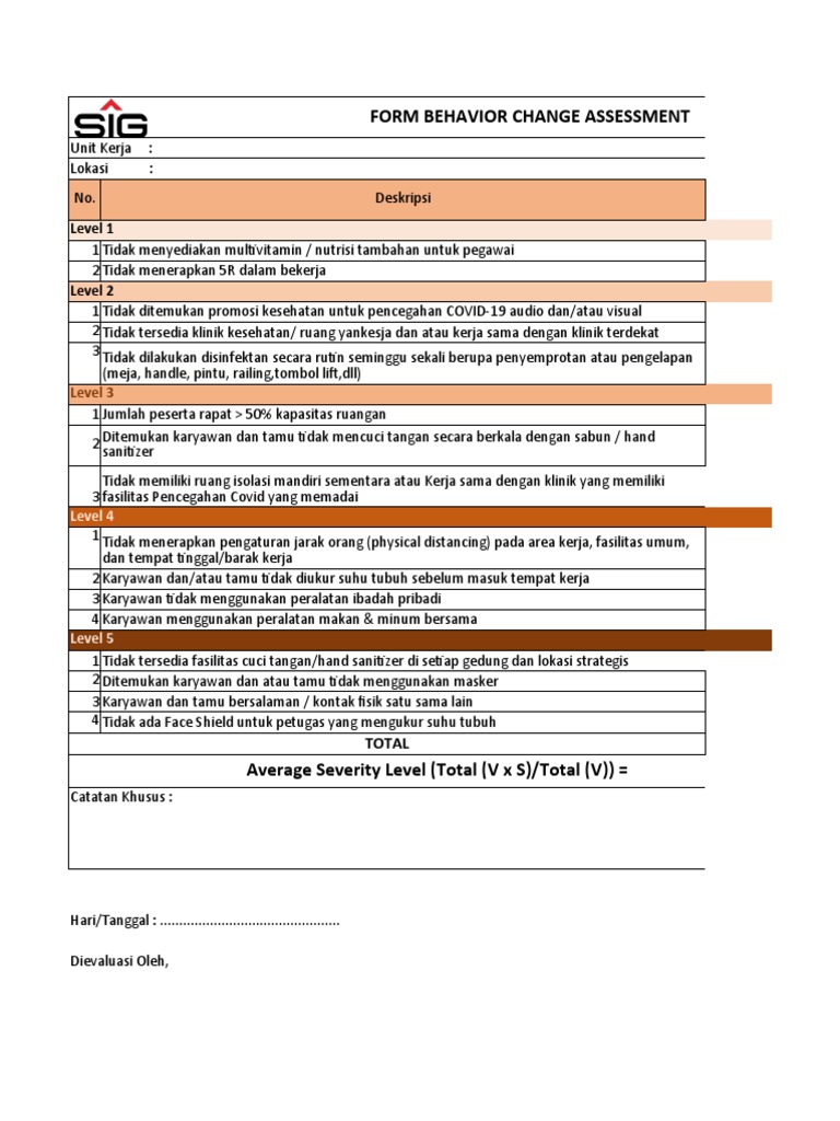 Form Behavior Change Assessment | PDF