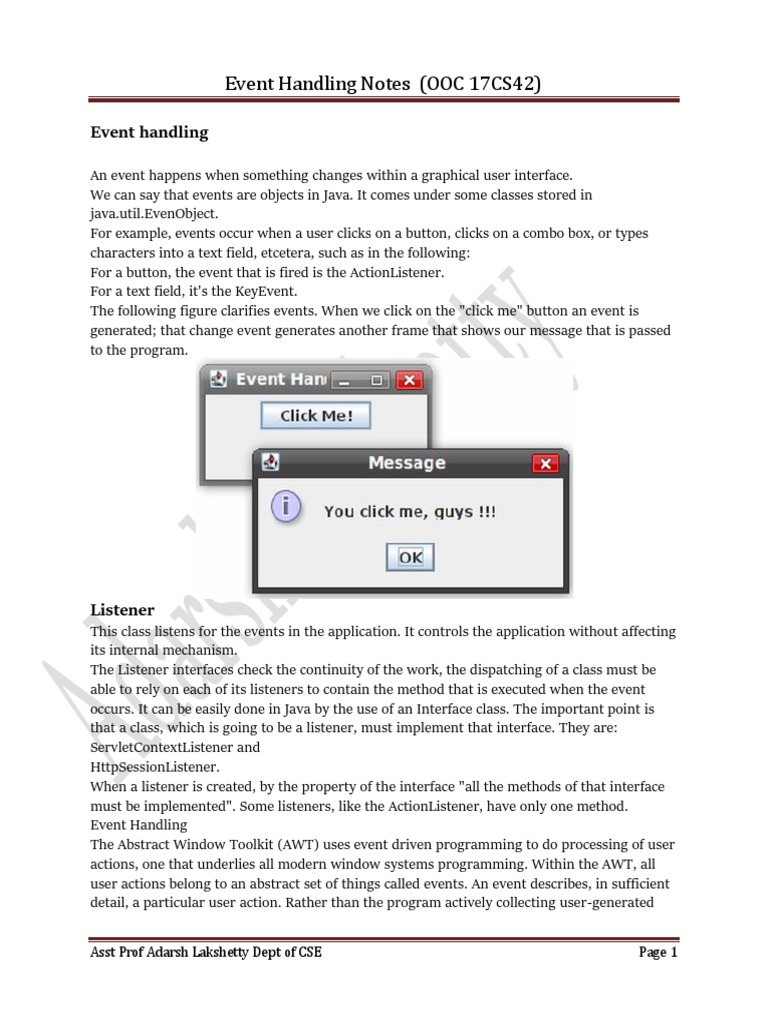 Event Handling PDF | PDF | Class (Computer Programming) | Programming Paradigms