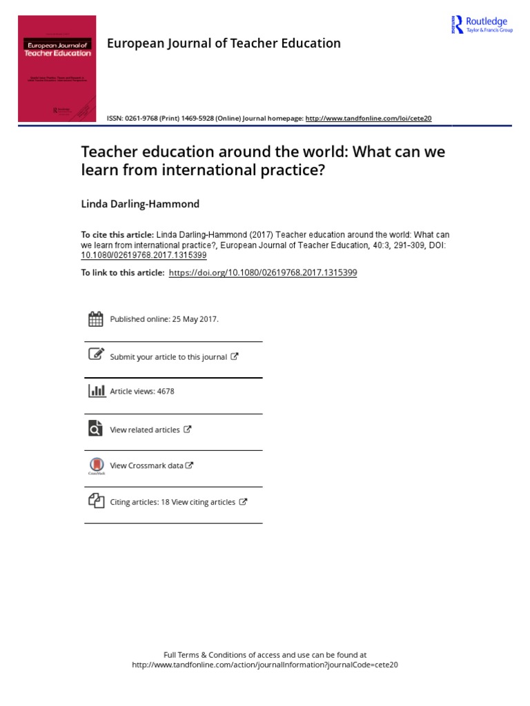 Teacher Education Around The World What Can We Learn From International ...