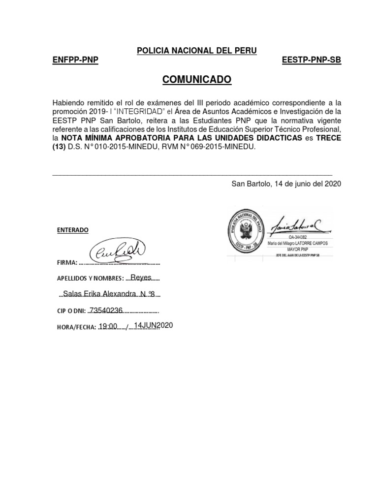 08.-Comunicado Reyes Salas Erika | PDF