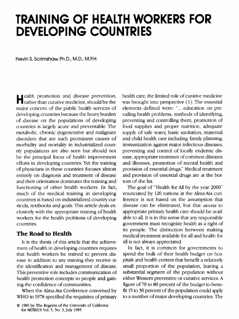Training of Health Workers For | PDF | Preventive Healthcare | Health Care