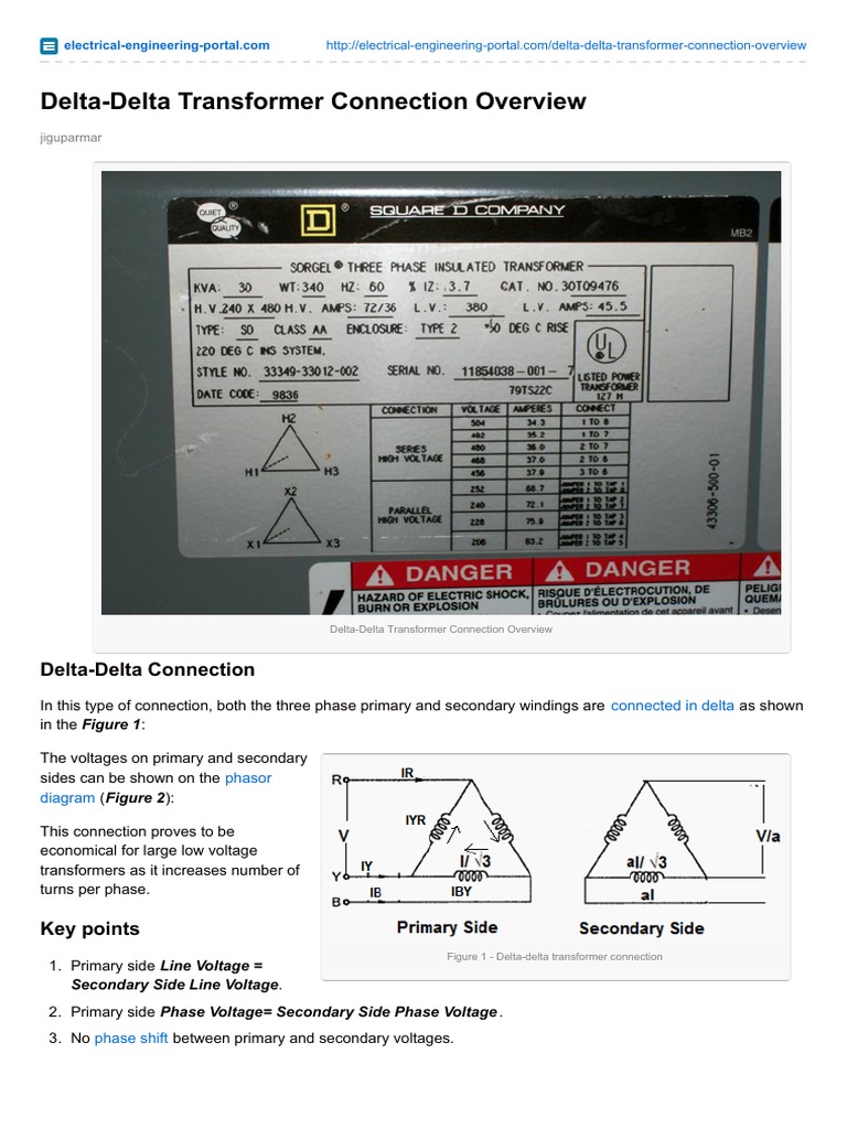 Delta-Delta Transformer Connection Overview | PDF | Transformer | Power ...