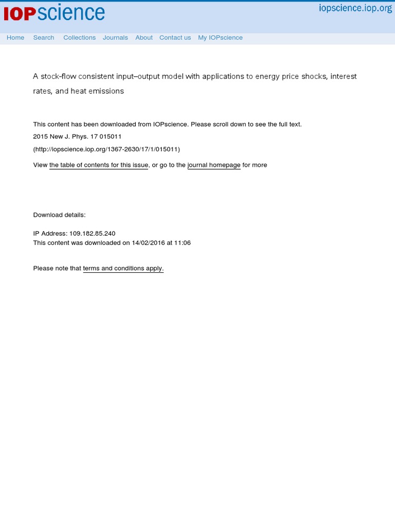 A Stock-Flow Consistent Input-Output Model With Ap | PDF | Macroeconomics | Economics