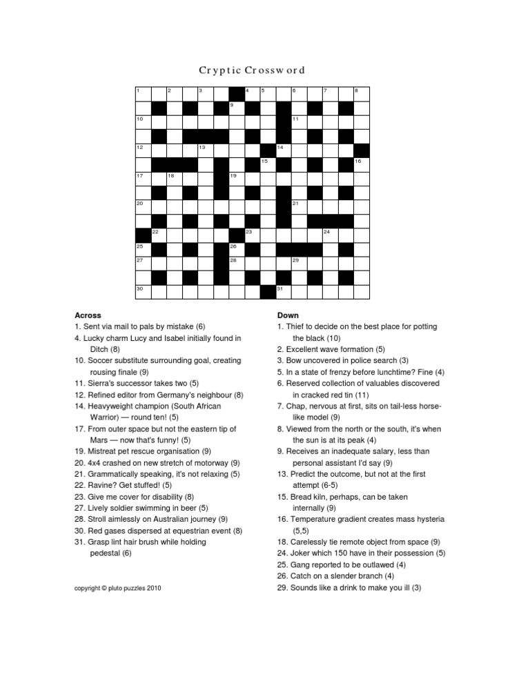 Cryptic Crossword Dec 2010 | PDF