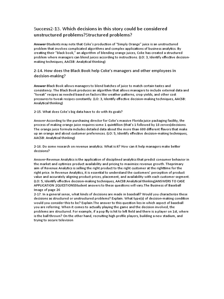 Success2-13. Which Decisions in This Story Could Be Considered ...