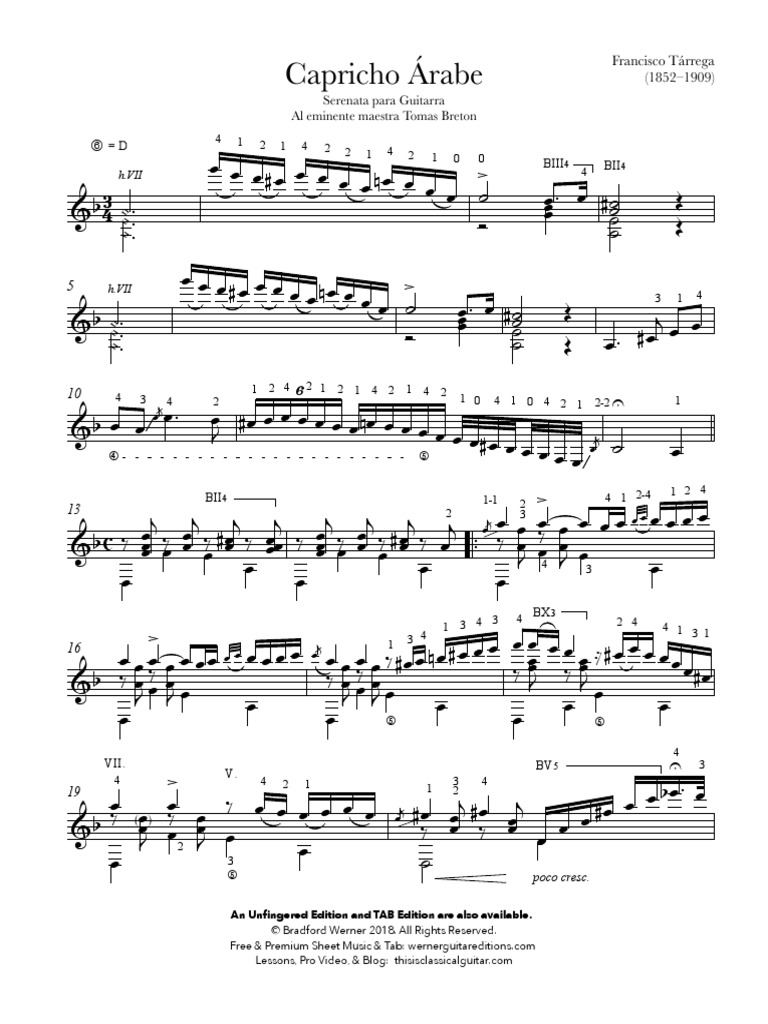 Tarrega, Francisco. Capricho Arabe | PDF | Classical Composers ...