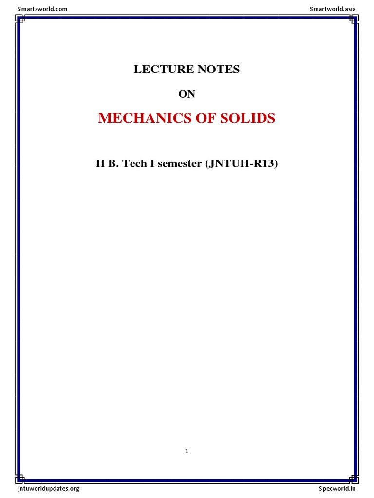 Mechanics of Solids PDF | PDF | Deformation (Engineering) | Stress ...