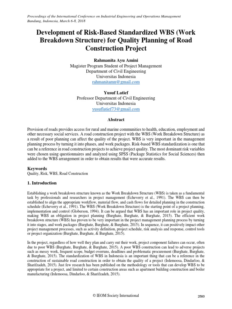WBS For Roadworks | PDF | Road Surface | Project Management