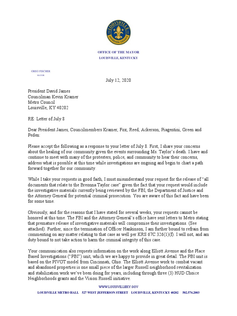 Council Response Letter 7.12.20 | Politics | Government