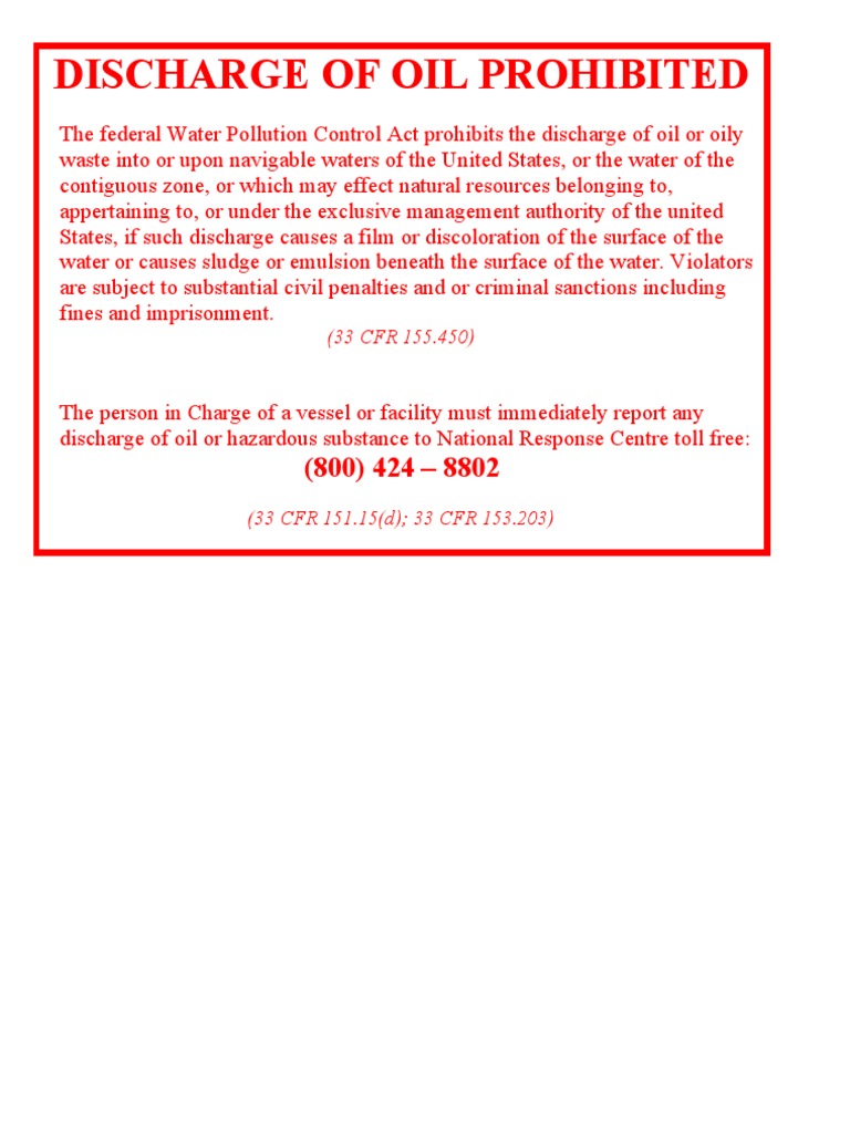 Discharge of Oil Prohibited | PDF
