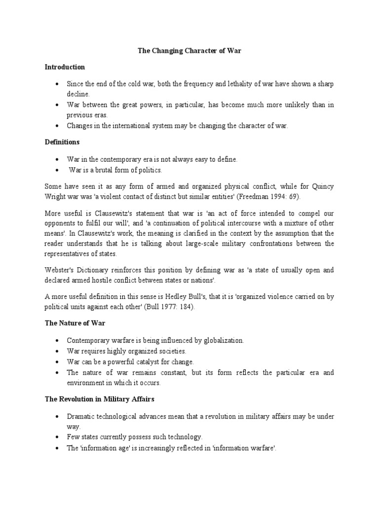 The Changing Character of War | PDF | International Relations ...