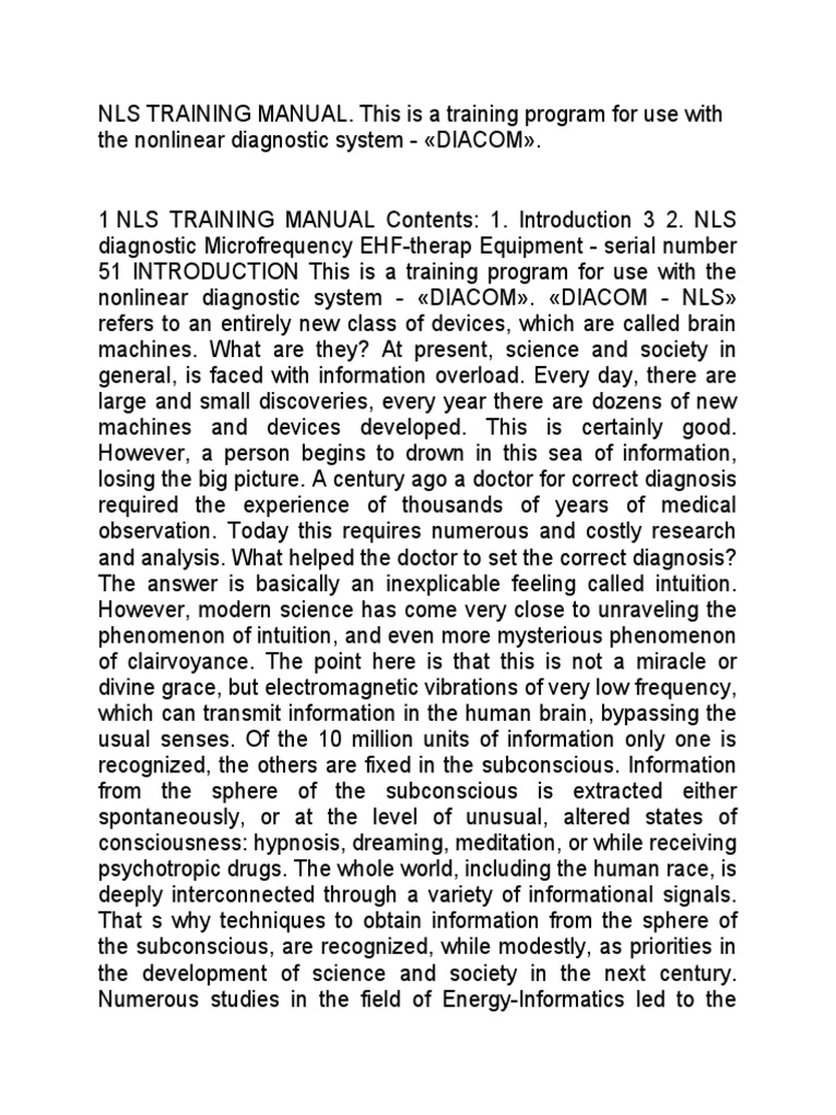 NLS Training Manual Diacom | PDF | Medical Diagnosis | Pathology