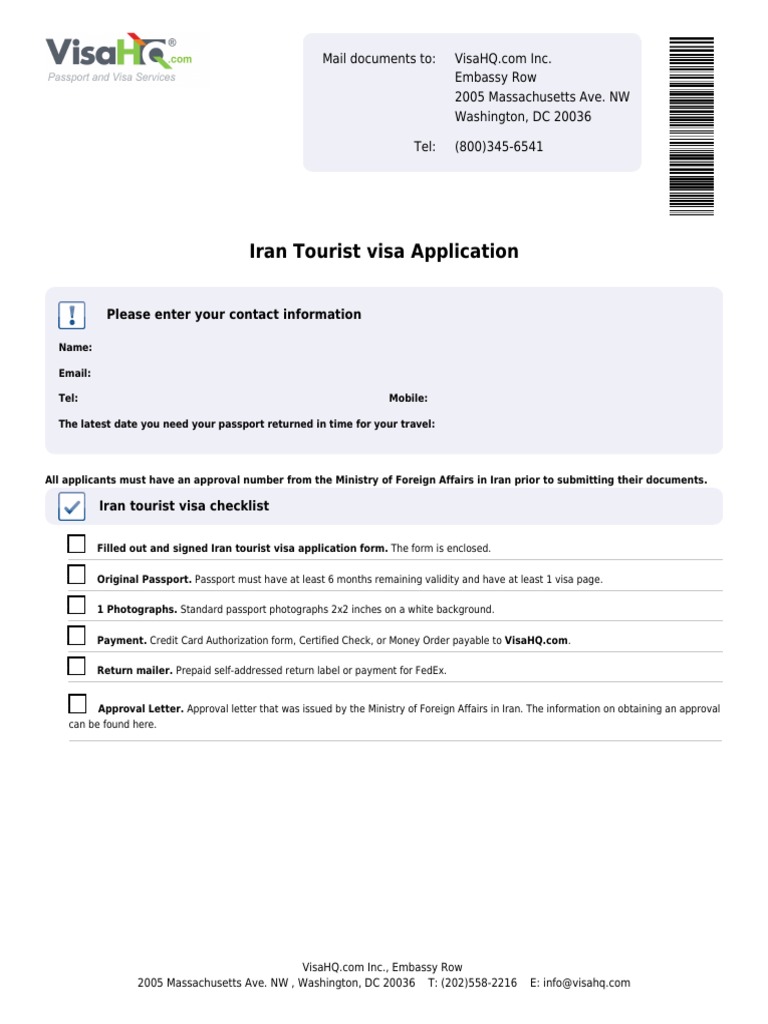 Iran Tourist Visa Application | PDF | Travel Visa | Passport