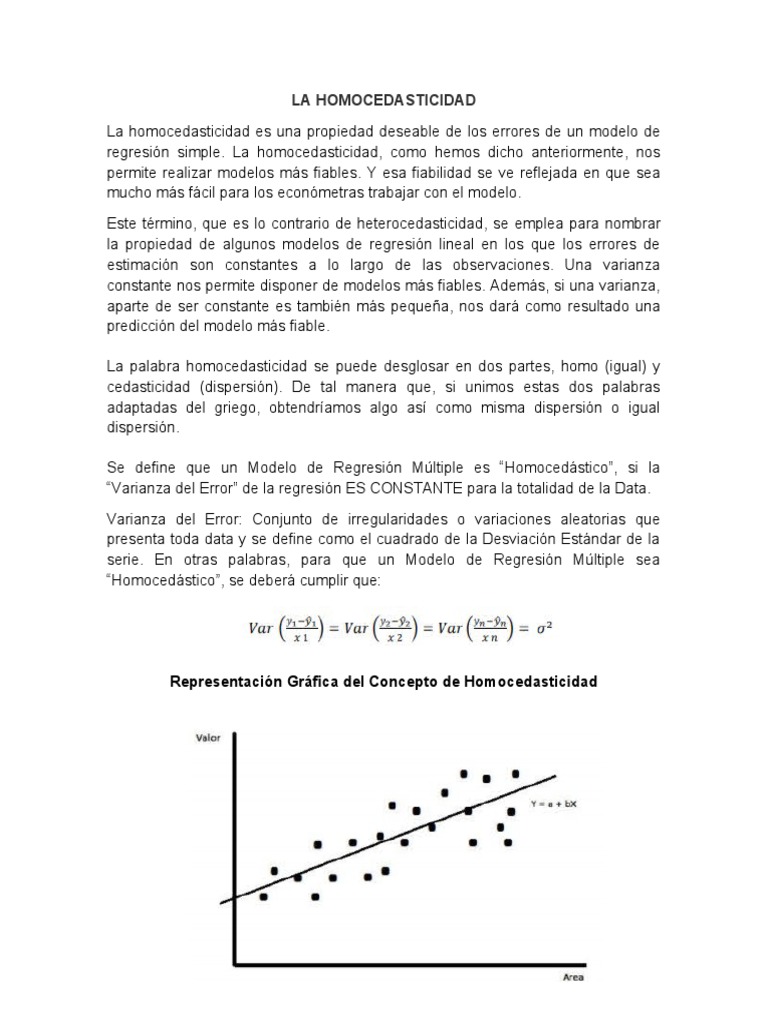 La Homocedasticidad | PDF | Teoría estadística | Estadísticas