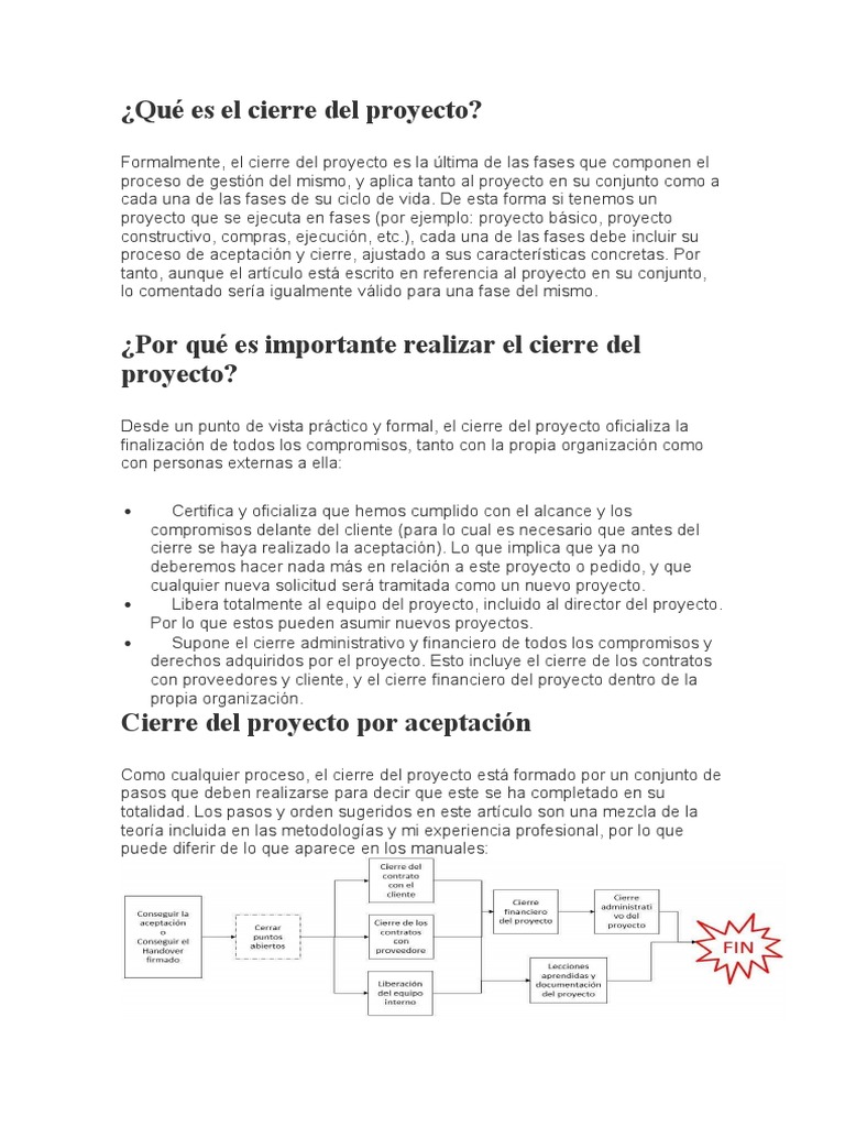 Qué Es El Cierre Del Proyecto | PDF | Planificación | Business