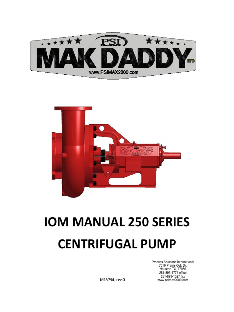 IOM MANUAL 250 SERIES CENTRIFUGAL PUMP GUIDE | PDF | Pump | Bearing ...