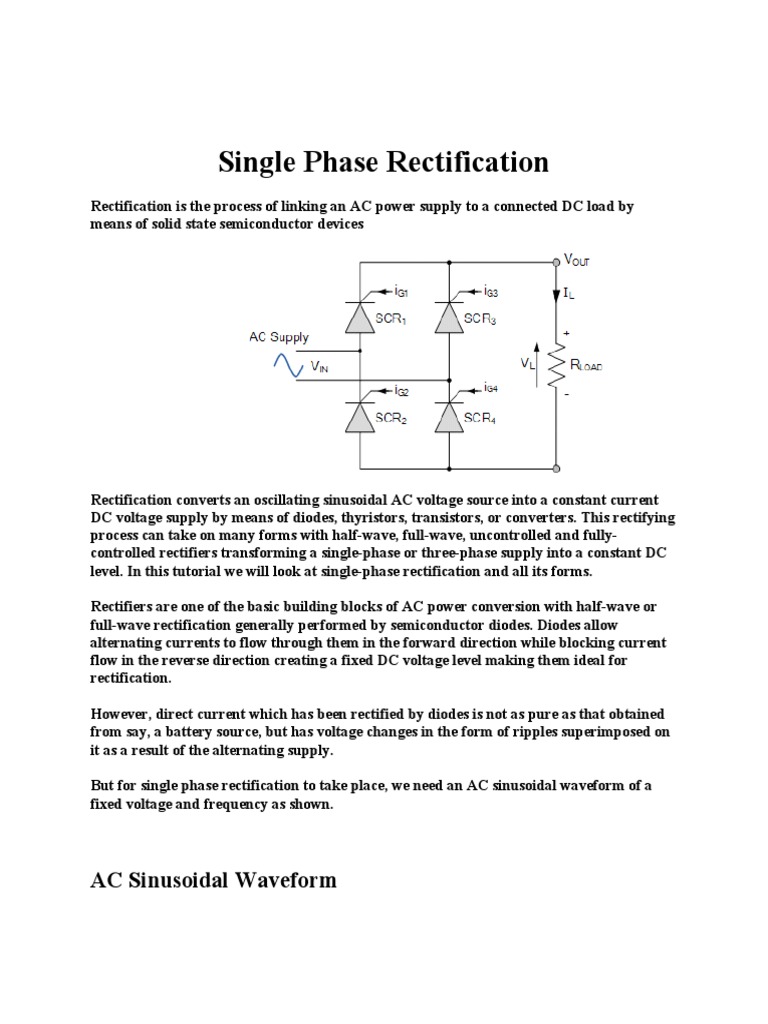 Single Phase Rectification | PDF | Rectifier | Root Mean Square