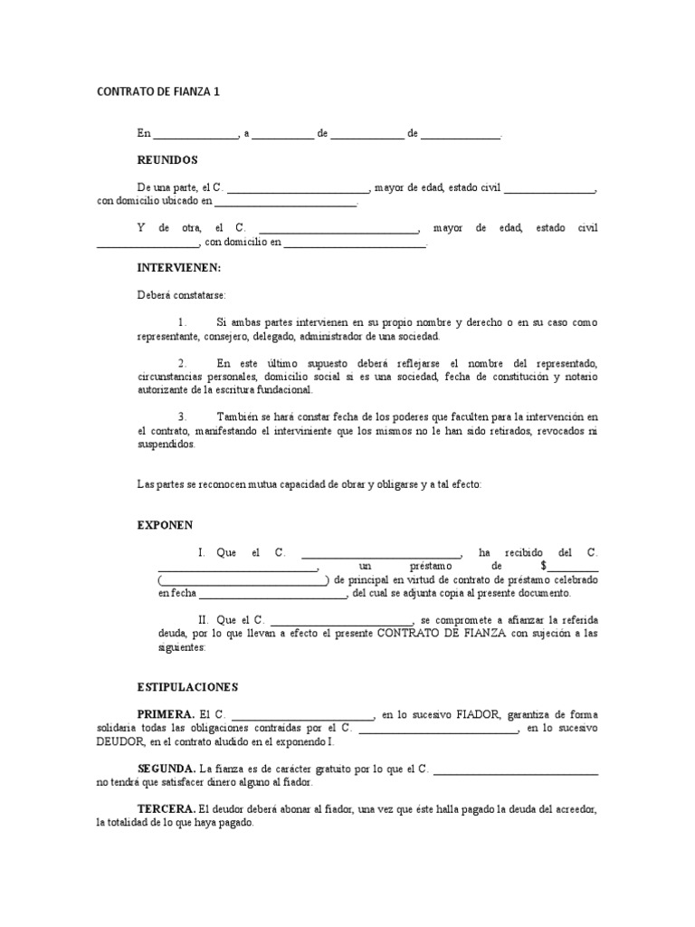 Contrato de Fianza Simple | PDF | Garantía | Instituciones sociales