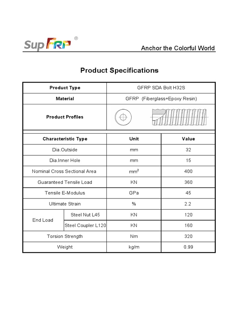 TDS For SupFRP SDA Bolt H32S (SKT) | PDF