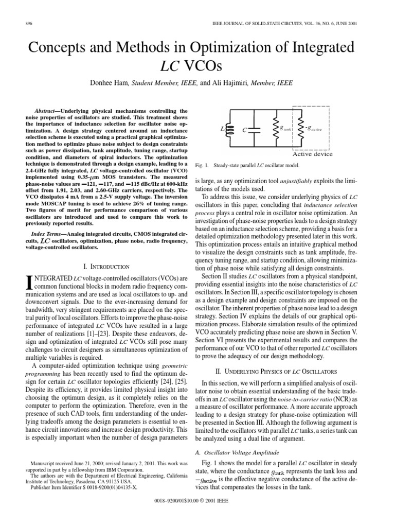 Concepts and Methods in Optimization of Integrated: LC Vcos | PDF | Inductance | Inductor