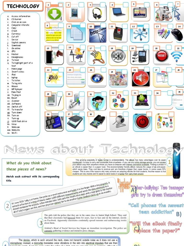 Technology Vocabulary Pictionary Reading | PDF | Teaching Methods ...
