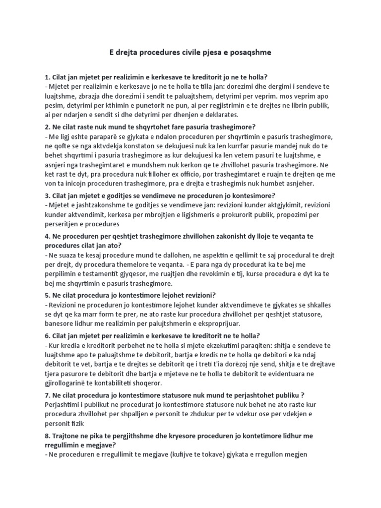 E Drejta Procedures Civile Pjesa e Posaqme | PDF